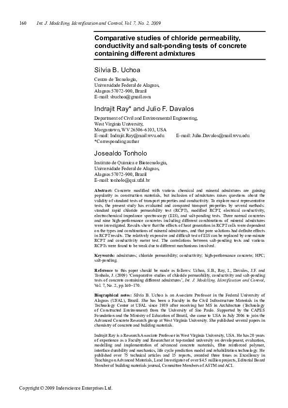 (PDF) Comparative studies of chloride permeability, conductivity and ...