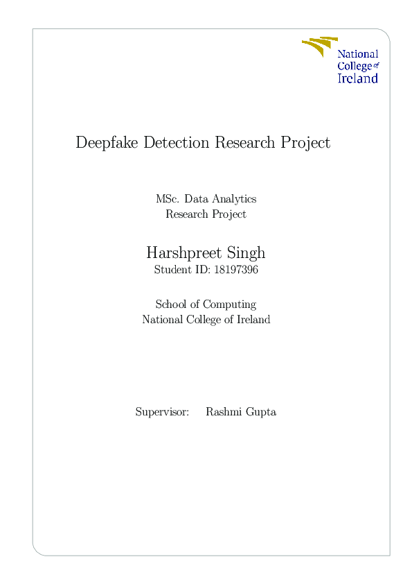 (PDF) Deepfake Detection Research Project