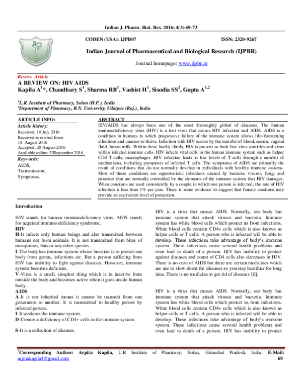 (PDF) A Review On: Hiv Aids