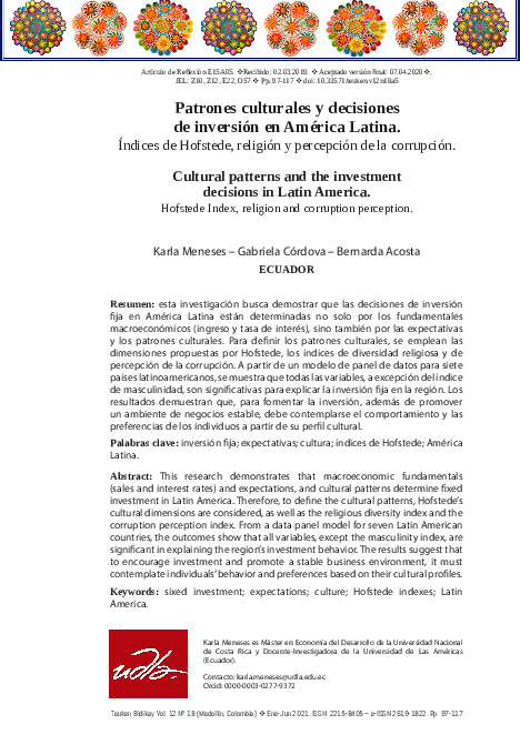 (PDF) Patrones culturales y decisiones de inversión en América Latina ...