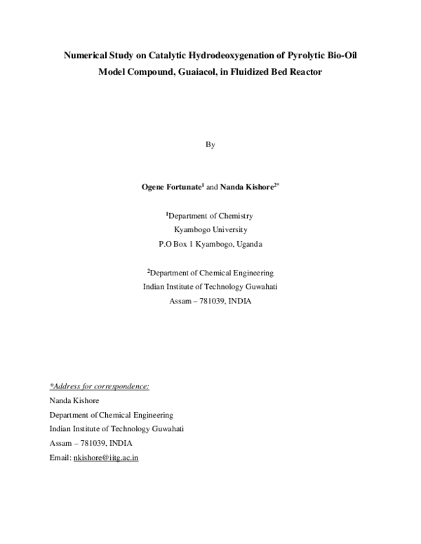 (PDF) Numerical Study on Catalytic Hydrodeoxygenation of Pyrolytic Bio ...