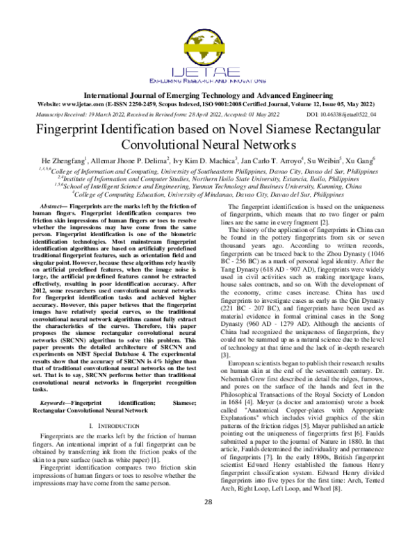 (PDF) Fingerprint Identification based on Novel Siamese Rectangular Convolutional Neural Networks