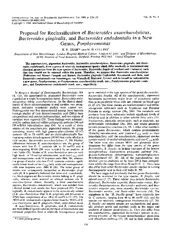 (PDF) Proposal for Reclassification of Bacteroides asaccharolyticus ...