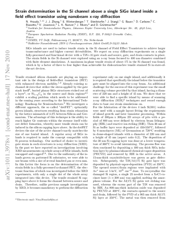 (PDF) Strain determination in the Si channel above a single SiGe island ...