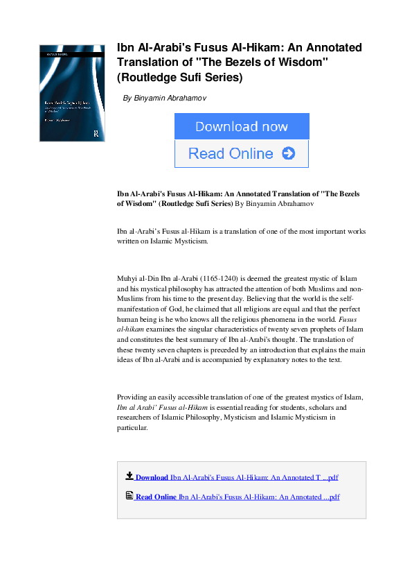 (PDF) Ibn Al-Arabi's Fusus Al-Hikam