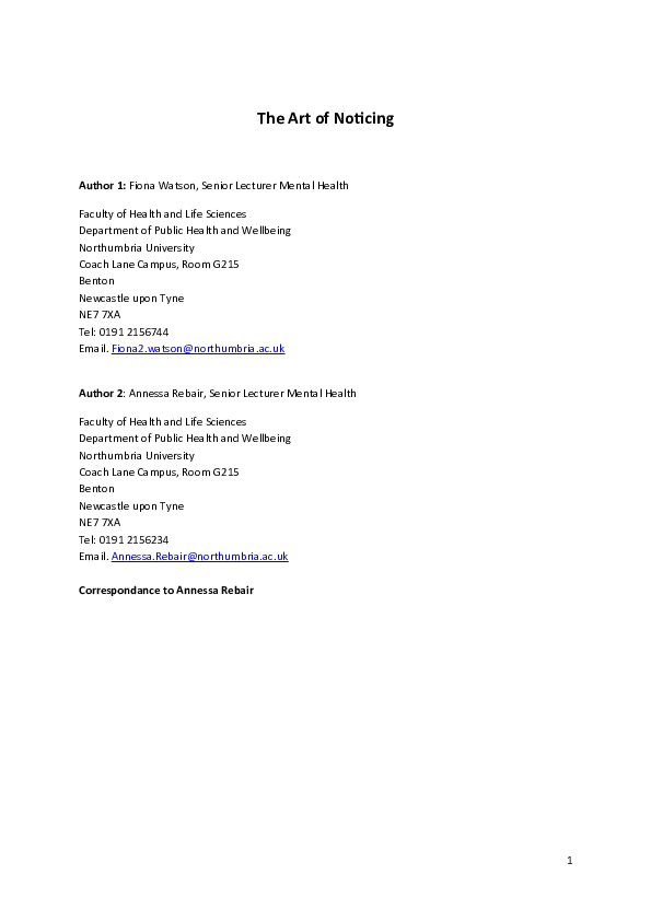 (DOC) The art of noticing: essential to nursing practice