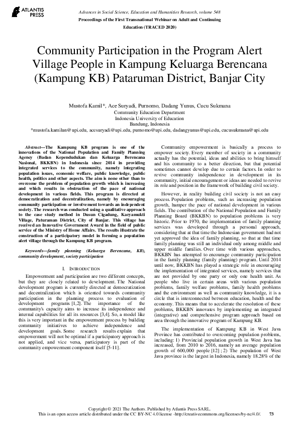 (PDF) Community Participation in the Program Alert Village People in ...