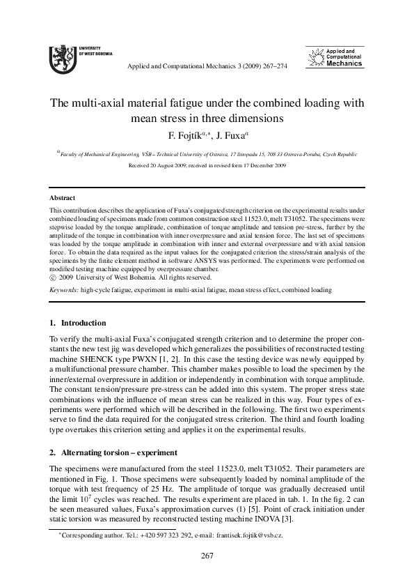 (PDF) The multi-axial material fatigue under the combined loading with mean stress in three ...