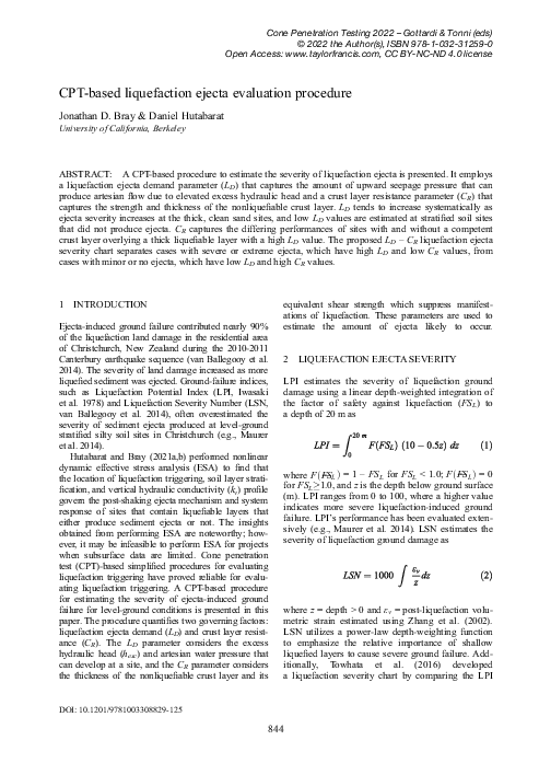 (PDF) CPT-based liquefaction ejecta evaluation procedure | Daniel Hutabarat - Academia.edu