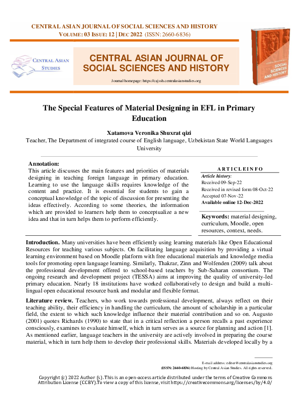 (PDF) The Special Features of Material Designing in EFL in Primary ...