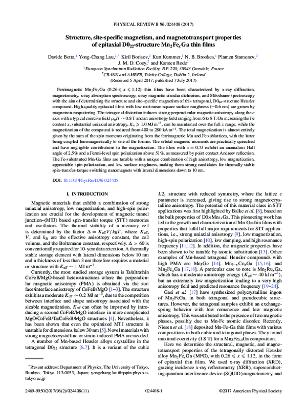 (PDF) Structure, site-specific magnetism, and magnetotransport ...