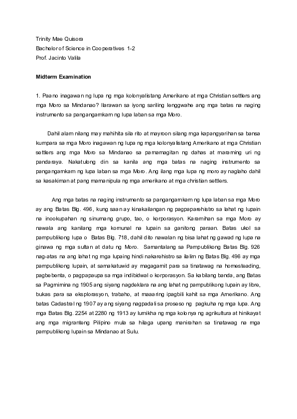 (PDF) Midterm Examination | Trinity Mae Quisora - Academia.edu