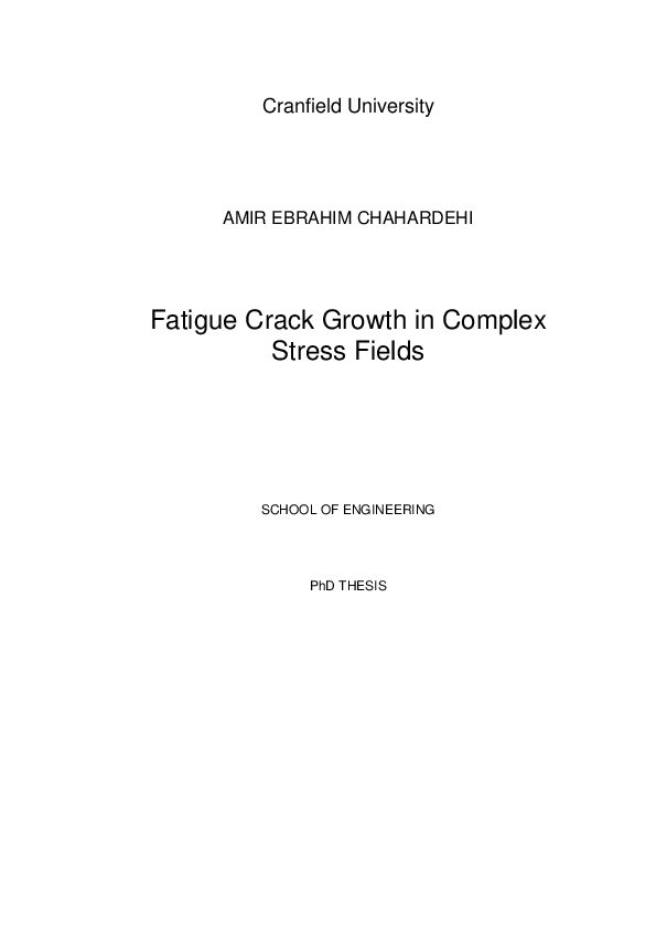 (PDF) Fatigue crack growth in complex stress fields