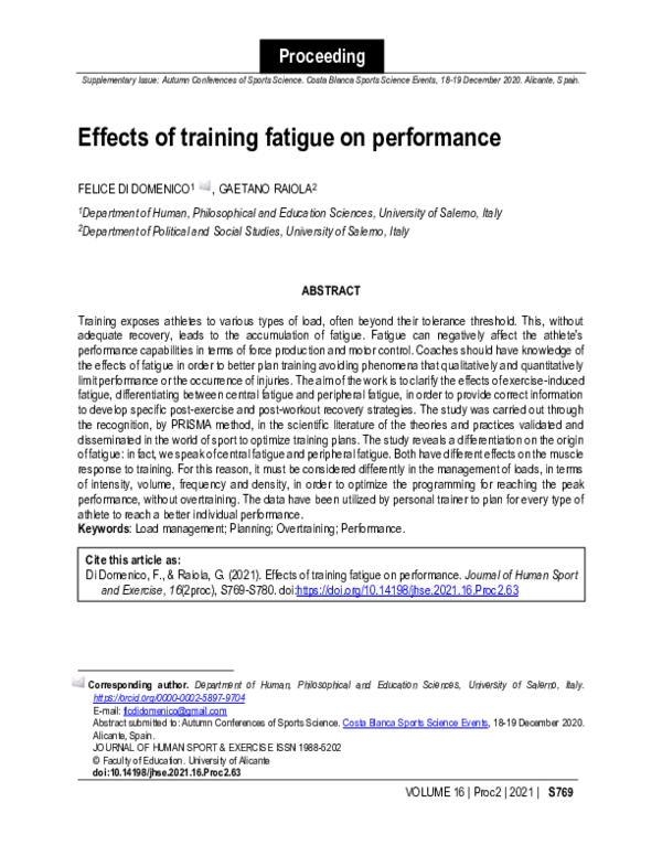 (PDF) Effects of training fatigue on performance