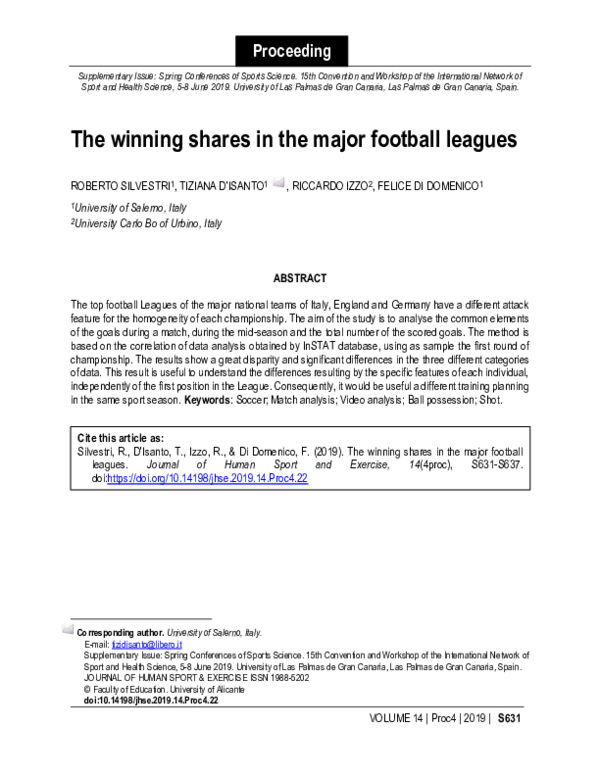 (PDF) The winning shares in the major football leagues
