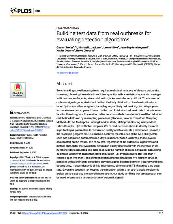 (PDF) Building test data from real outbreaks for evaluating detection ... (PDF) Building test data from real outbreaks for evaluating detection ...