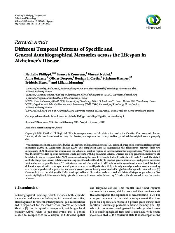 (PDF) Different Temporal Patterns of Specific and General ...
