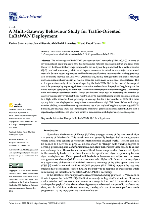 (PDF) A Multi-Gateway Behaviour Study for Traffic-Oriented LoRaWAN Deployment