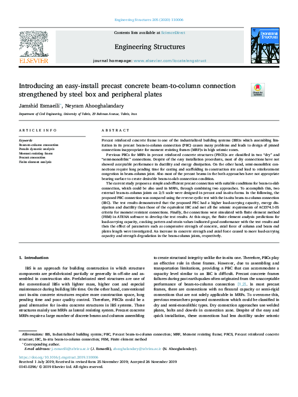 (PDF) Introducing an easy-install precast concrete beam-to-column ...
