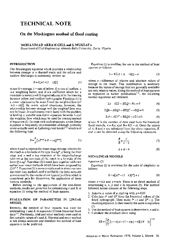 (PDF) On the Muskingum method of flood routing
