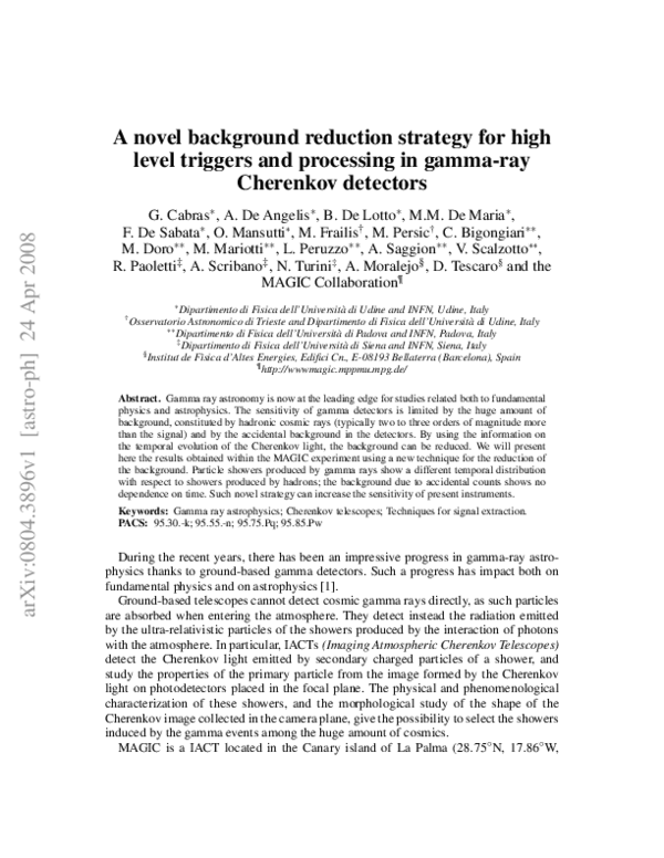 (PDF) A novel background reduction strategy for high level triggers and processing in gamma-ray ...