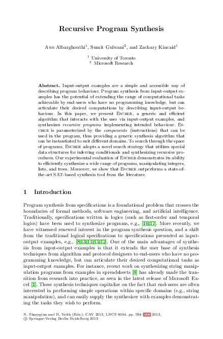 (PDF) Recursive Program Synthesis