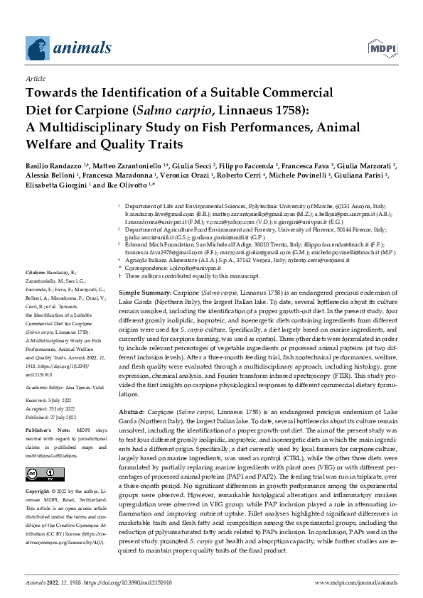 (PDF) Towards the Identification of a Suitable Commercial Diet for ...