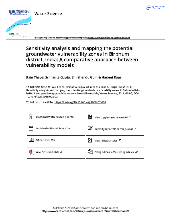 Pdf Sensitivity Analysis And Mapping The Potential Groundwater