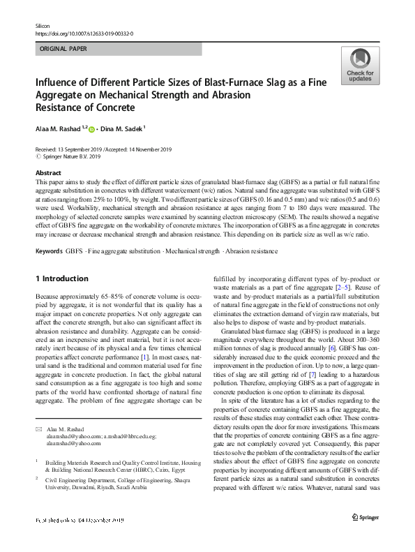 (PDF) Influence of Different Particle Sizes of Blast-Furnace Slag as a ...