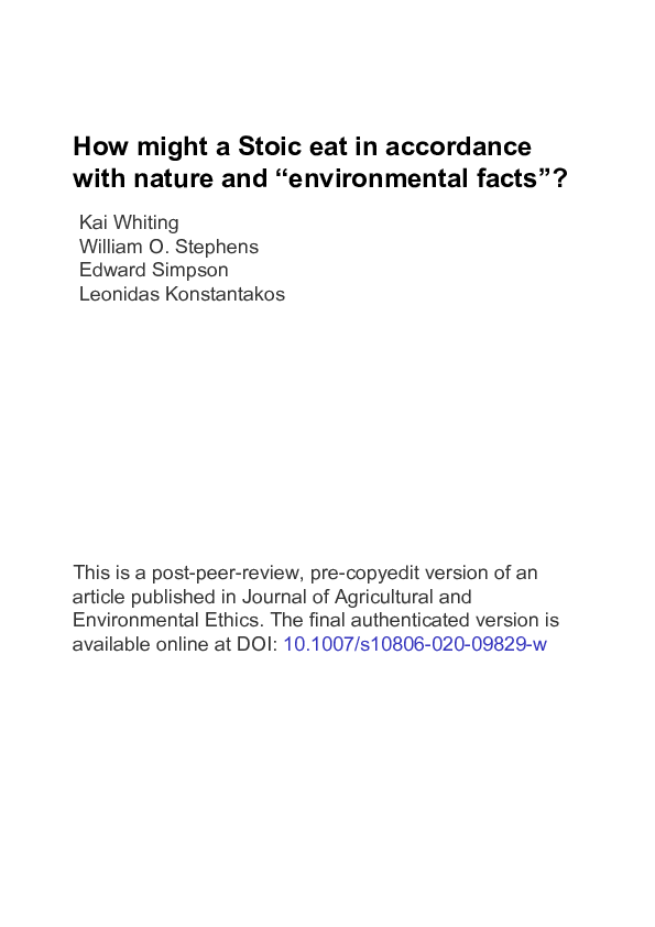 (PDF) How Might a Stoic Eat in Accordance with Nature and ...