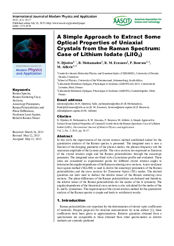 (PDF) A Simple Approach to Extract Some Optical Properties of Uniaxial ...