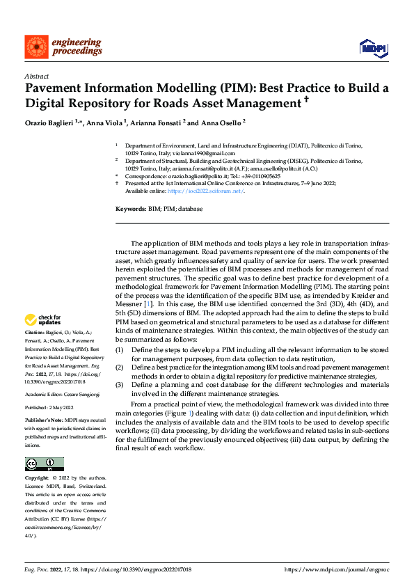 (PDF) Pavement Information Modelling (PIM): Best Practice to Build a ...