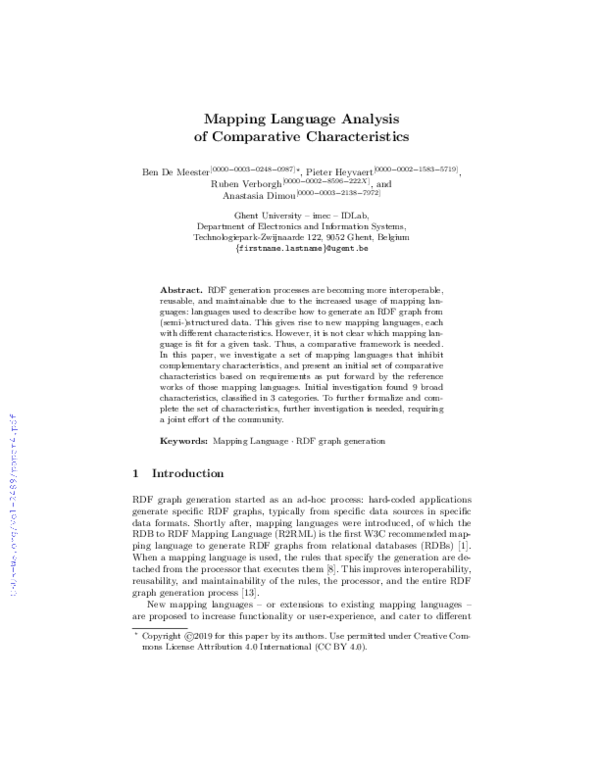 (PDF) Mapping Languages: Analysis of Comparative Characteristics