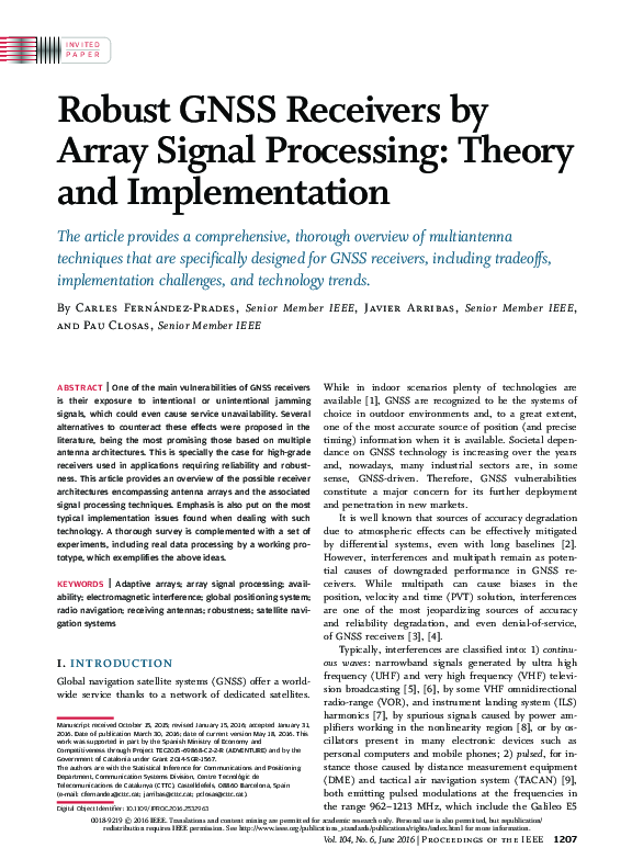 (PDF) Robust GNSS Receivers by Array Signal Processing: Theory and ...