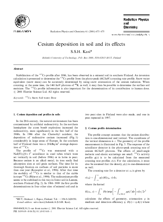 (PDF) Cesium deposition in soil and its effects