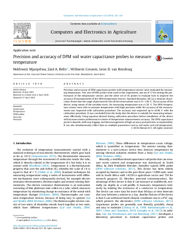 (PDF) Precision and accuracy of DFM soil water capacitance probes to ...