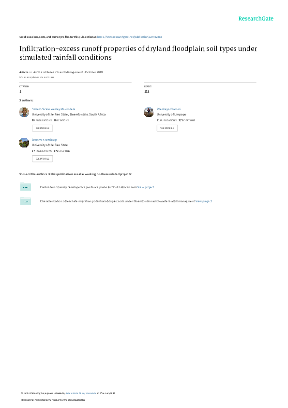 (PDF) Infiltration-excess runoff properties of dryland floodplain soil ...