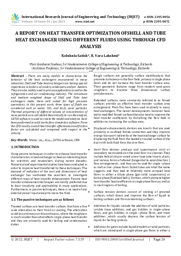 (PDF) A REPORT ON HEAT TRANSFER OPTIMIZATION OFSHELL AND TUBE HEAT EXCHANGER USING DIFFERENT ...