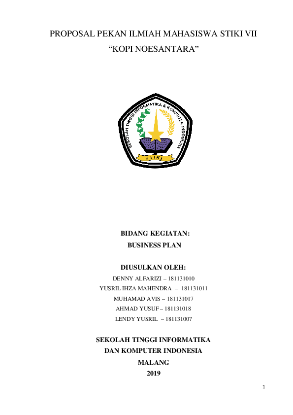 (PDF) PROPOSAL PEKAN ILMIAH MAHASISWA STIKI VII "KOPI NOESANTARA"