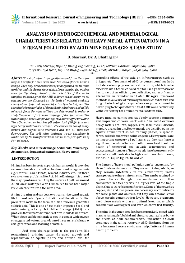 (PDF) ANALYSIS OF HYDROGEOCHEMICAL AND MINERALOGICAL CHARACTERISTICS ...