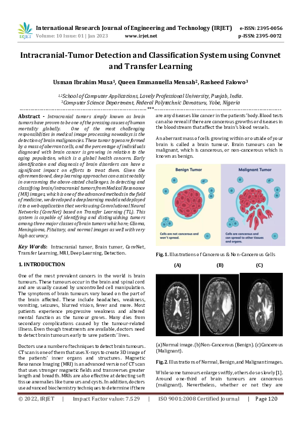 Pdf Intracranial Tumor Detection And Classification System Using Convnet And Transfer Learning
