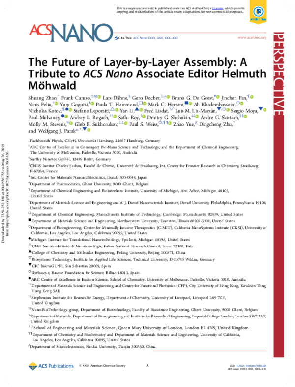 (PDF) The Future of Layer-by-Layer Assembly: A Tribute to ACS Nano Associate Editor Helmuth Möhwald