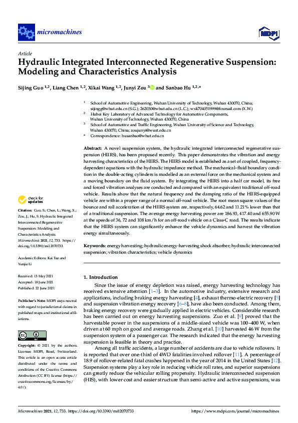 (PDF) Hydraulic Integrated Interconnected Regenerative Suspension ...