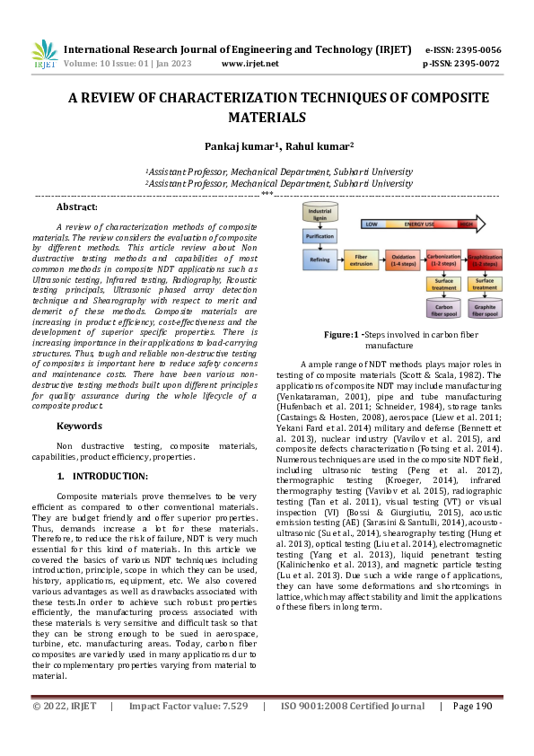 (PDF) A REVIEW OF CHARACTERIZATION TECHNIQUES OF COMPOSITE MATERIALS