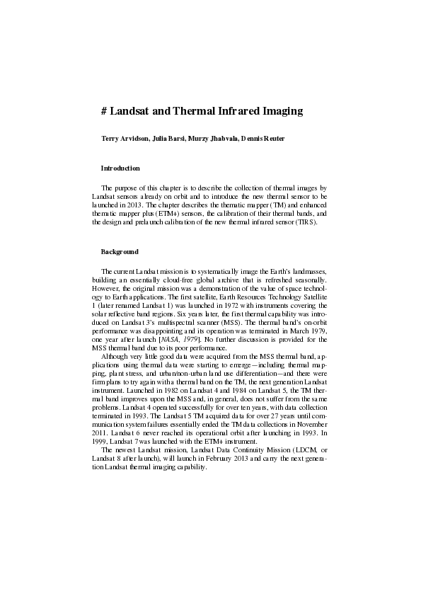 (PDF) Landsat and Thermal Infrared Imaging | Dennis Reuter - Academia.edu