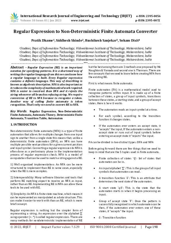 Pdf Regular Expression To Non Deterministic Finite Automata Converter