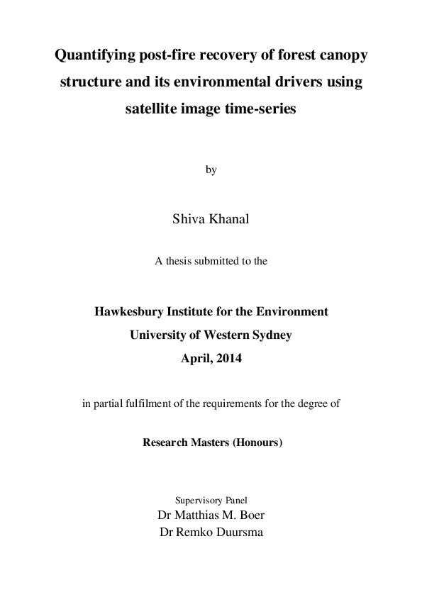 (PDF) Quantifying post-fire recovery of forest canopy structure and its environmental drivers ...
