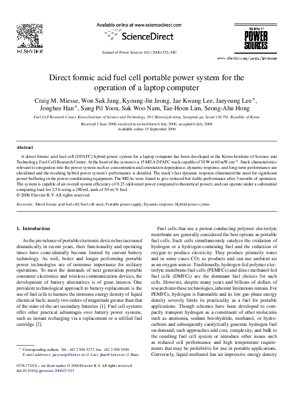 (PDF) Direct formic acid fuel cell portable power system for the ...