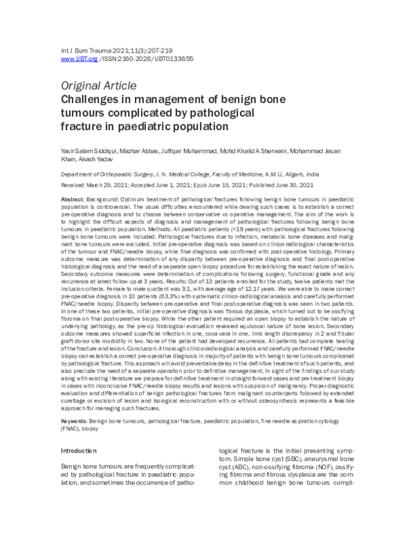 (PDF) Challenges in management of benign bone tumours complicated by ...