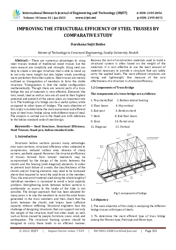 (PDF) IMPROVING THE STRUCTURAL EFFICIENCY OF STEEL TRUSSES BY COMPARATIVE STUDY